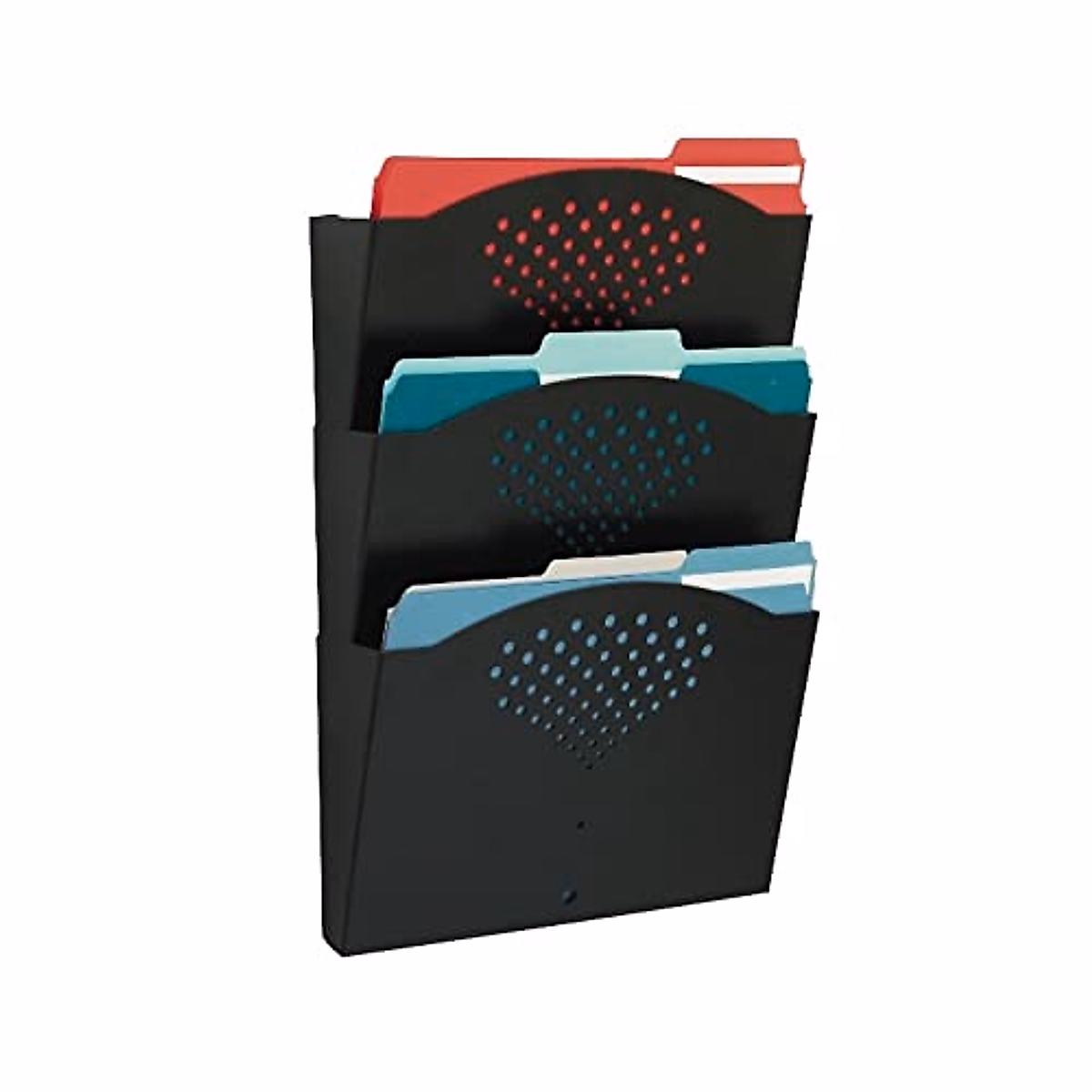 Safco Products Steel Three Pocket Letter Size Flush Mount Wall Rack 3172BL, Black Powder Coat Finish, Durable Commercial-Steel Construction