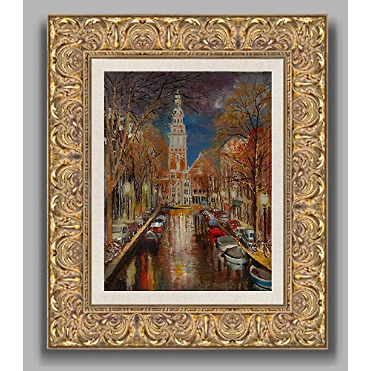 (SOLD) Winter's Arrival, Amsterdam - canal of the Netherlands by internationally renown painter Yary Dluhos