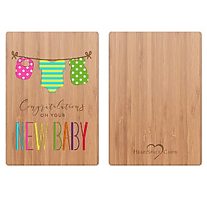 HeartspaceCards Handmade Bamboo Card - Baby Shower Congratulations