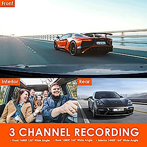 Vantrue N4 3 Channel 4K Dash Cam, 4K+1080P Front and Rear, 1440P+1440P Front and Inside, 1440P+1440P+1080P Three Way Triple Car Camera, IR Night Vision, 24hr Parking Mode, Capacitor, Support 256GB Max
