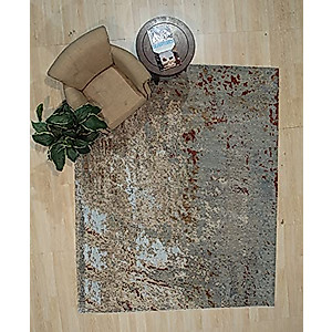EORC KA1003GY8X10 Hand-Knotted Wool Galaxy Rug, 8'2 x 9'10, Gray