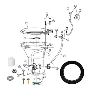 UGSHY 1 PC 385311652 Replace RV Toilet Seal Kit, Mounting Hardware and Seal Compatible for RV Toilet Replacement Seal for RVs, Camper Trailers (Black)