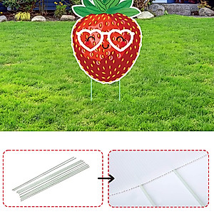 Large Size Strawberry Party Decorations - Fruit Themed Party Yard Signs - 10Pcs Strawberry Decor for Garden/Patio/Lawn/Festive Atmosphere/Birthday Themed Party.