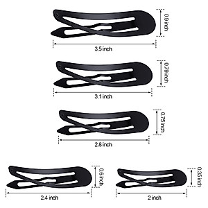 WILLBOND 40 Piece Barrettes Women Snap Hair Clips Women Large Metal Snap Nonslip Hair Clip Accessories, 3.5 Inch, 3.1 Inch, 2.8 Inch, 2.4 Inch, 2 Inch(Black)