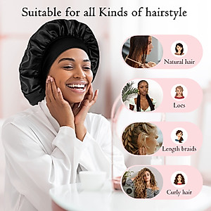 Silk Cap Satin Bonnet Hair Bonnet for Sleeps Satin Cap for Hair Bonnets for Women Hair Caps Silk Bonnet for Natural Hair (4 Pieces)