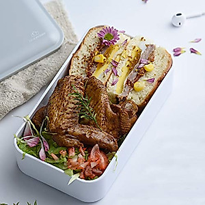 Back to School Students Adults Lunch Box for Men Japanese Bento Box 2 Tier Lunchbox Stackable Food Container with Built-in Utensil Set Insulated Lunch Bag Soup Mug Compartment for Office Work Camping