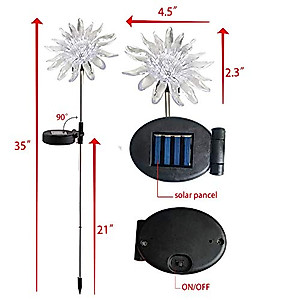 2PCS Waterproof Outdoor Solar Garden Stake Lights with Vivid Figurine –Sun Flower LED Garden Landscape Lawn Lamp for Flower Beds Backyards Decoration
