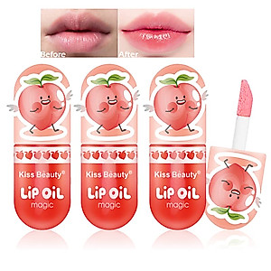 Mrettick 3Packs Hydrating Lip Oil Temperature Color Changing Lip Oil Plumping Lip Gloss Moisturizing Lip Oil Tinted for Lip Care and Dry Lip (#3)