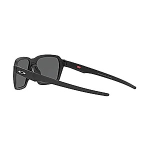 Oakley Men's OO4143 Parlay Rectangular Sunglasses, Matte Black/Prizm Black Polarized, 58 mm