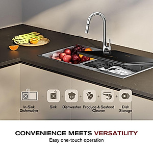 FOTILE SD2F-P5 3-in-1 In-Sink Dishwasher & Kitchen Sink Combo with 360° Cleaning, Produce Wash, Child Lock, Energy Efficient for Space-Saving Hygienic Kitchen Solutions (Dishwasher on the Right)