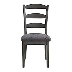 OSP Home Furnishings West Lake Dining Table Set, 5-Piece, Antique Finish Natural Top and Grey Base with Charcoal Fabric