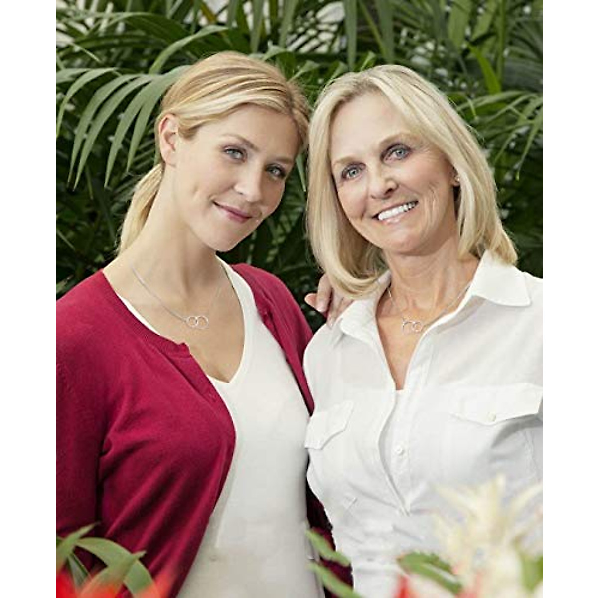 Godmother Gifts Two Interlocking Infinity Double Circles Sterling Silver Necklace Christmas Gifts for Women