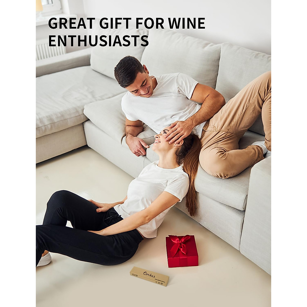 CORKAS Wine Key - Professional Handcrafted Heavy Duty Waiter Corkscrew, Compact Wine Opener with Double Hinged, Foil Cutter and Bottle Opener, Gifts for Servers, Sommelier, Bartenders - Red