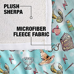 Harry Potter Blanket, 50"x60", Water Color Pattern Silky Touch Sherpa Back Super Soft Throw Blanket