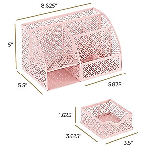 BLU MONACO Light Pink Desk Organizer - Cute and Girly Pink Desk Accessories - Office Storage for Girls and Women - Paper Storage and Office Supply Storage - Home Office