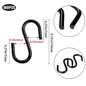 100 Pcs Mini S Hooks for Hanging, 1/2 Inch S Shaped Hooks, Ornament Hooks, S Hangers Hooks, S Hanging Hooks, Wire Hooks, Metal S Hooks for Crafts, Jewelry Keychain Necklaces