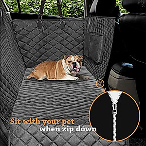 Honest Luxury Quilted Dog Car Seat Covers with Side Flap Pet Backseat Cover for Cars, Trucks, and Suv's - Waterproof & Nonslip Diamond Pattern Dog Seat Cover Black Large (57''Wx60''L)