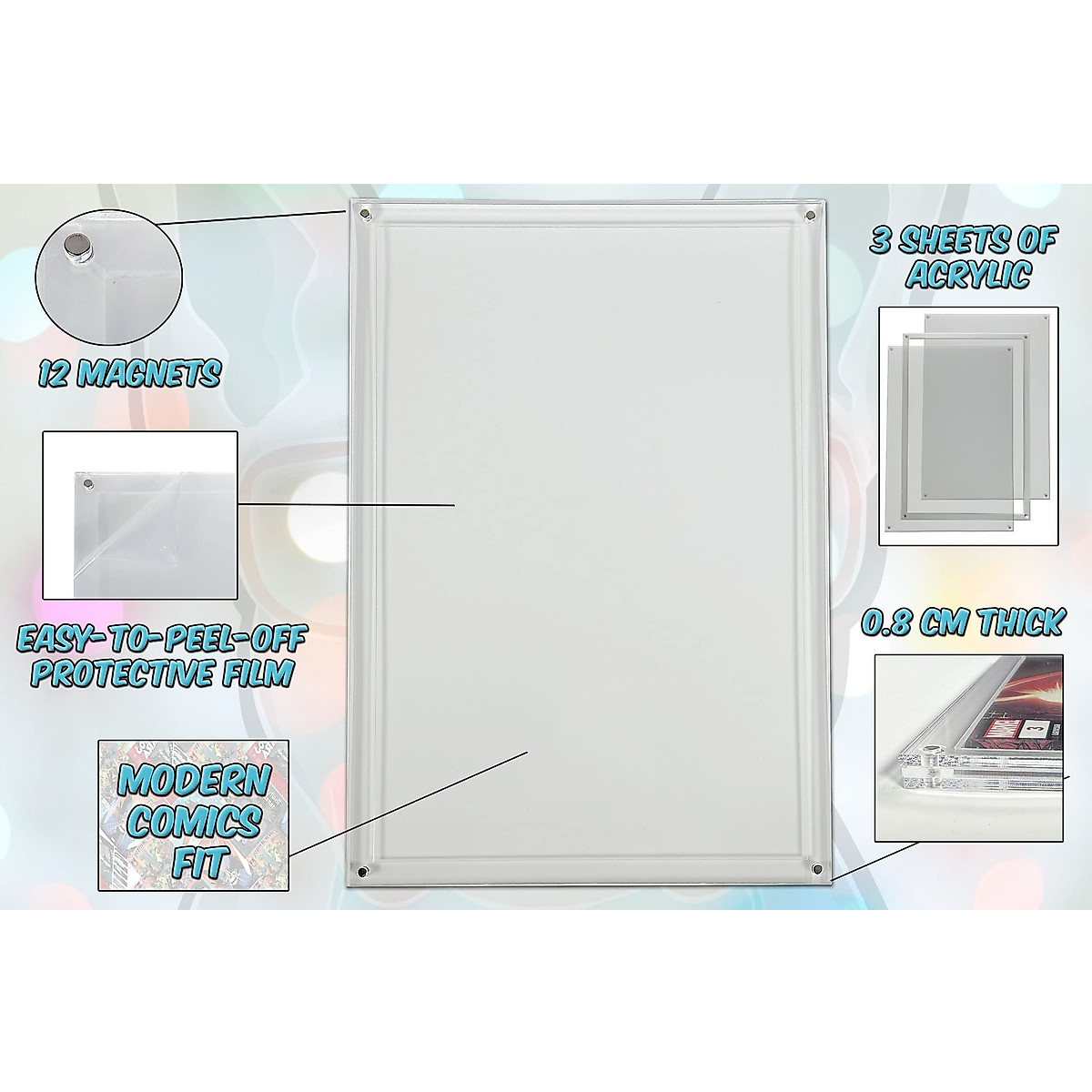 MALKO Modern Comic Book Acrylic Slab Display Case - Current Comics Magnetic Showcase - 2 PACK