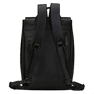 WILD WORLD Full Grain Leather Laptop Backpack Purse for Women, Top Choice Gifts for Ladies, Expandable Carry On Casual Backpack, Fits 15.6 Inch Laptop (Black)