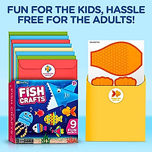 Arts and Crafts for Kids Ages 3-5, Craft Your Own Fish Characters Kit Includes Supplies & Instruction, Great Craft Project for Toddlers.