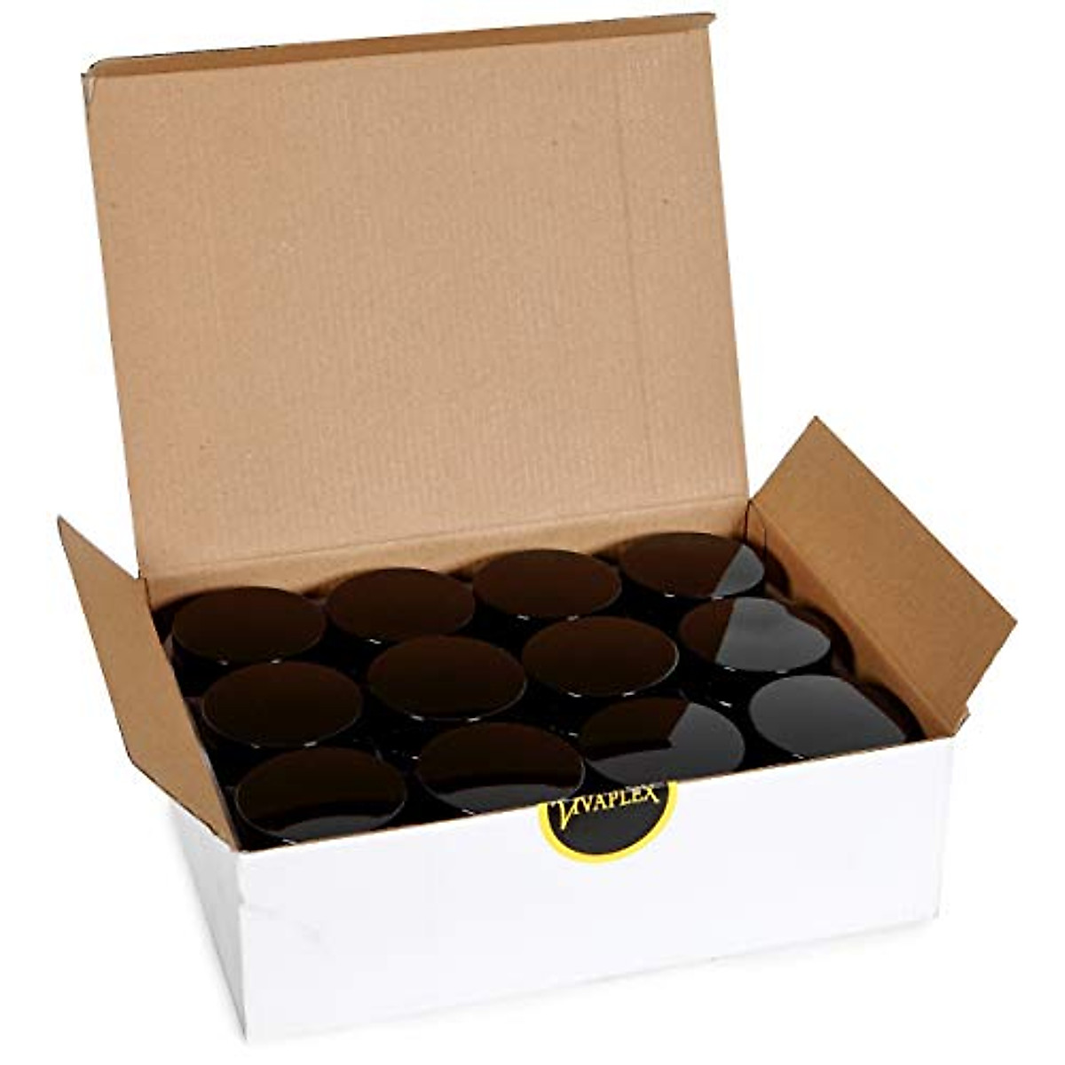 Vivaplex, 12, Green, 4 oz, Round Glass Jars, with Inner Liners and black Lids