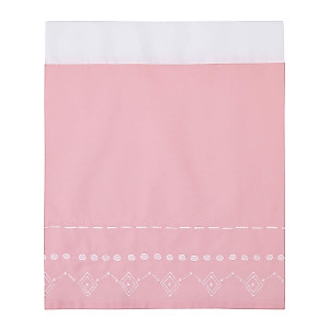Nojo Tropical Flamingo Pink & White 100% Cotton 4Piece Nursery Crib Bedding Set, Embroidered Quilt, Fitted Sheet, Dust Ruffle, & Diaper Stacker, Pink, White, Grey