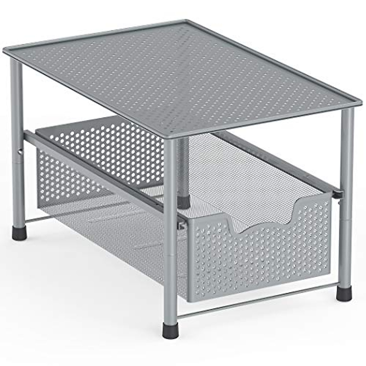 Simple Houseware Stackable Under Sink Cabinet Sliding Basket Organizer Drawer, Silver