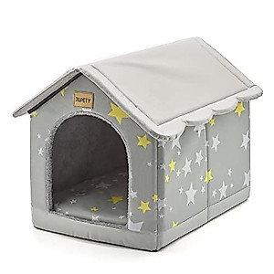 Jiupety Cozy Pet Bed House, Indoor/Outdoor Pet House, L Size for Cat and Medium Dog, Warm Cave Sleeping Nest Bed for Cats and Dogs, Gray