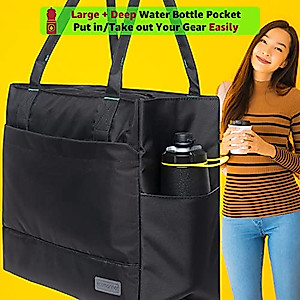 ECOMANNER Large Tote Bag for Women Work Teacher Heavy Duty Womens Travel Tote Handbags for Laptop (Black, Large)