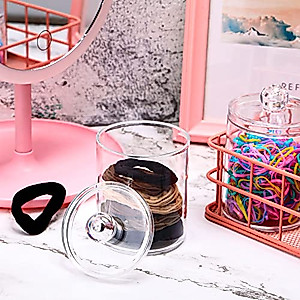 12 Pack Cotton Ball Dispenser Clear Apothecary Jars with Labels Acrylic Cotton Swab Holder Transparent Cotton Ball Container Round Flosser Organizer Cotton Balls Storage Bathroom Canisters