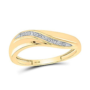 Sizes - L = 5.5, M = 11.5 - 10K Yellow Two Tone Gold Round Diamond Halo Circle Trio Three Ring Set - Matching His and Hers Engagement Ring & Wedding Bands - Prong Set Solitaire Center Setting Shape (1/5 cttw.) - Please use drop down menu to select your de