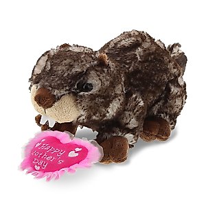 DolliBu Happy Mother's Day Super Soft Lying Marmot Plush Figure - Cute Stuffed Animal with Pink Heart Message for Best Mommy, Grandma, Wife, Daughter - 11" Inches