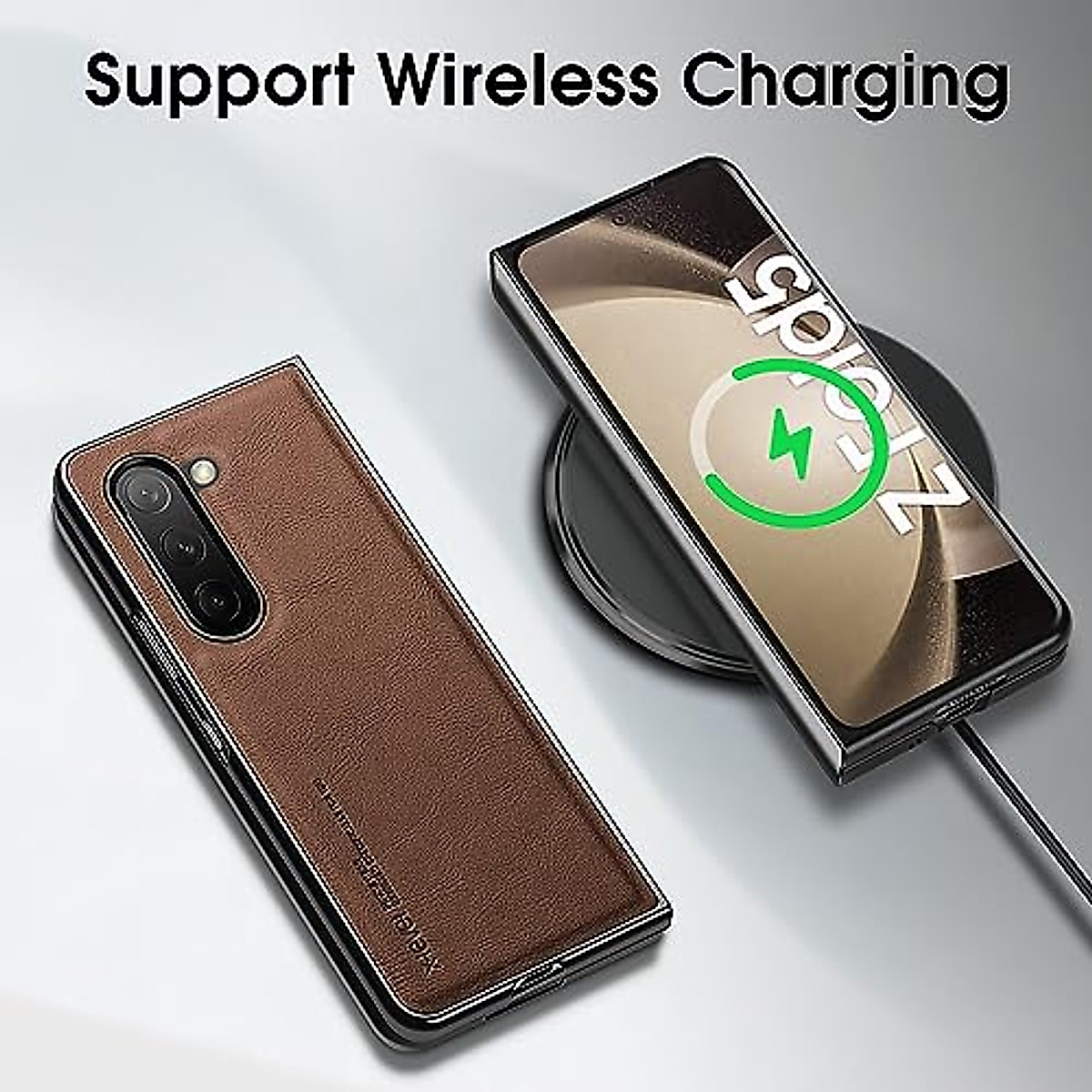 X-level Samsung Galaxy Z Fold 5 Case, Thin Slim Premium PU Leather Phone Cover Bumper Shockproof Protection Folding Phone Case for Galaxy Z Fold 5 5G, 2023 - Brown