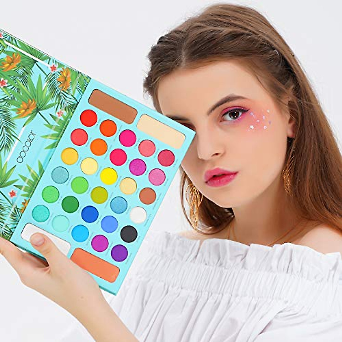 docolor Eyeshadow Palette Shimmer Matte Highly Pigmented Eye Shadow Natural Warm Glitter Long Lasting Waterproof, Professional Contour & Highlight Powder Tropical Makeup Palette (34 Color)