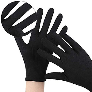 60 Pieces Glove Soft Stretchy Working Glove Costume Reusable Large Mitten for Inspection Photo Jewelry Silver Coin Archive Serving Costume, Cotton Gloves for Women Men Eczema Moisturizing Spa (Black)
