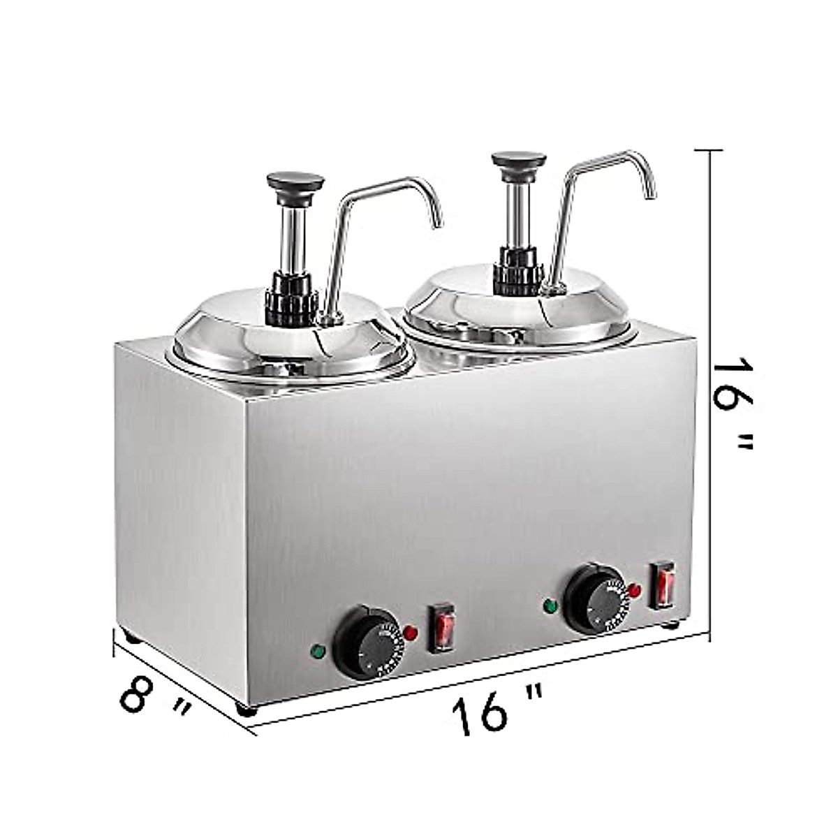 Electric Hot Fudge Warmer,1600W Hot Fudge Warmer with Pump,5L Cheese Sauce Warmer Pump Dispenser,Stainless Steel Heated Pump Food Warmer,Hot Fudge Caramel Butter 30-110℃