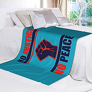 NUTTAG No Justice No Peace Throw Blanket Warm 60x50 Inches Fleece Throw Blankets for Bed Couch Living Room All Seasons Air-Conditioning Quilt