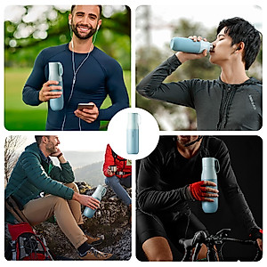 VSITOO Insulated Sports Water Bottle 15oz, Rechargeable, LED Temperature Display, Keep Drink Hot/Cold, Stainless Steel Triple Vacuum Insulated Thermos - BPA Free Leakproof Canteen, for Travel or Gym