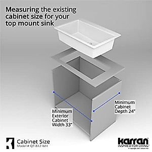 Karran QT-812 Top Mount 33 in. Large Single Bowl Quartz Kitchen Sink in White