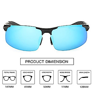 MOORAY Mens Polarized Sports Sunglasses UV Protection Sunglasses for Men Cycling Driving Fishing(Blue,Black)