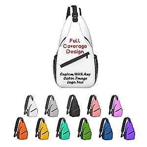 Custom Sling Bag Personalized Picture/Text Crossbody Sling Backpack, Shoulder Bag for Men Women Boy (Front+Side+Strap Design)