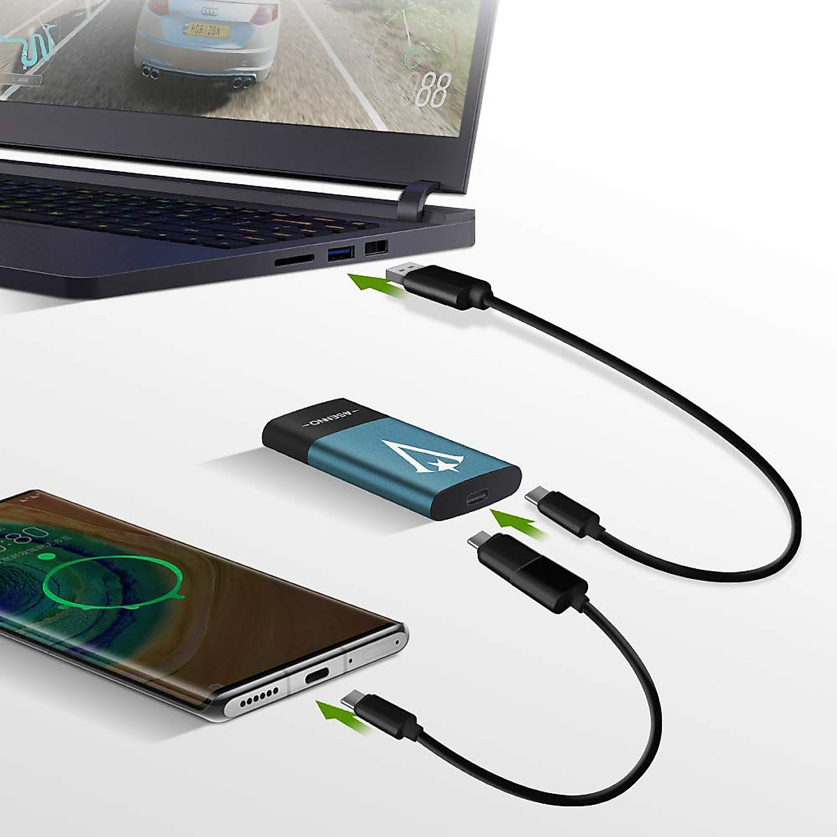 ASENNO Portable SSD External Solid State Drive Possport SSD (ASP1 1TB)