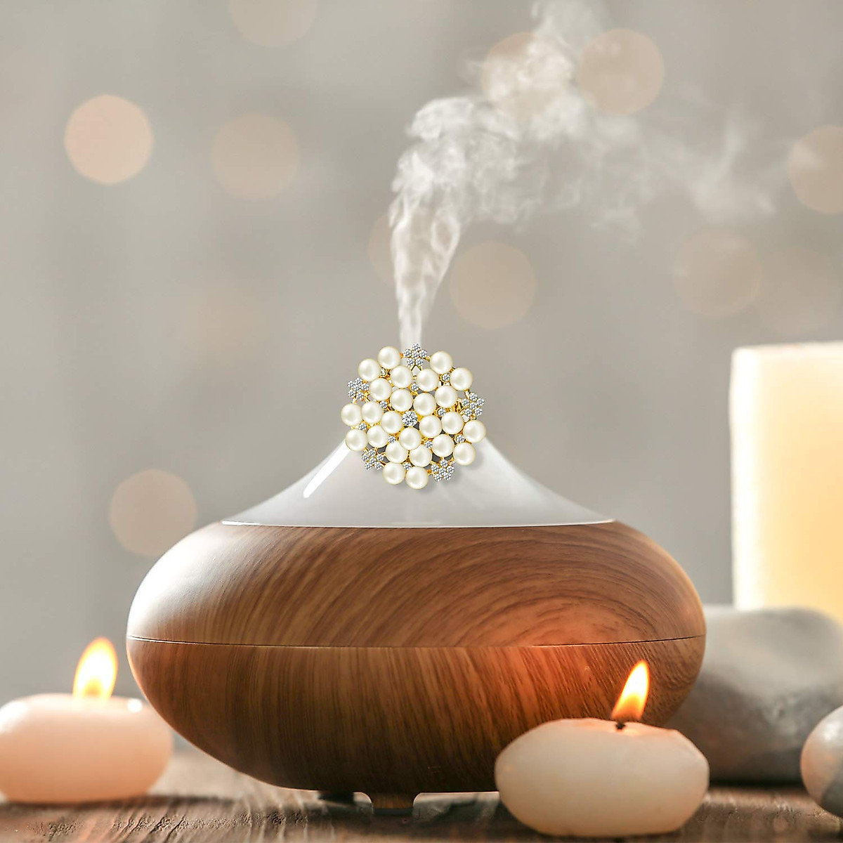 Hotop Napkin Rings Set Gold Pearls Flower Napkin Buckles Rhinestone Round Napkin Holders for Wedding Banquet Home Party Decoration Dining Table Linen Accessory (12 Pcs)