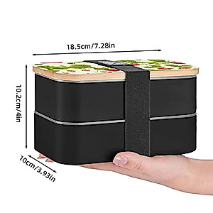 KOOLR Lovely Strawberry Print Bento Box Adult Lunch Box With 2 Compartments Stackable For Work Picnic Leak Proof Bento Box