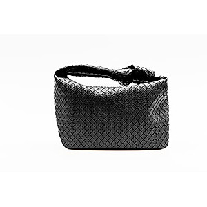 PRETTYGARDEN Women's Soft Leather Handbags Purse Fashion Shoulder Bag Dumpling Knotted Handle Hobo Bags(Black)