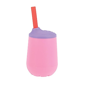 Nuby First Training Cup Set - Silicone Tumbler with Spout and Straw Combo - 4 oz - 6+ Months - Pink