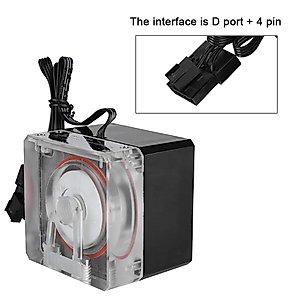Mute Water Pump,PC Water Cooling Integrated Water Pump Support PWM Intelligent Control Speed,Universal G1/4 Threaded Pipe Connection,D Port + 4 Pin Interface