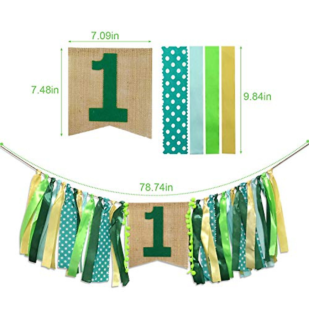 Jungle Theme Baby First Birthday Party Highchair Banner Boy Girl High Chair Bunting Garland Decoration