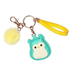 Squishmallows Winston The Owl & Puff Pom Keychain With Wristlet Strap