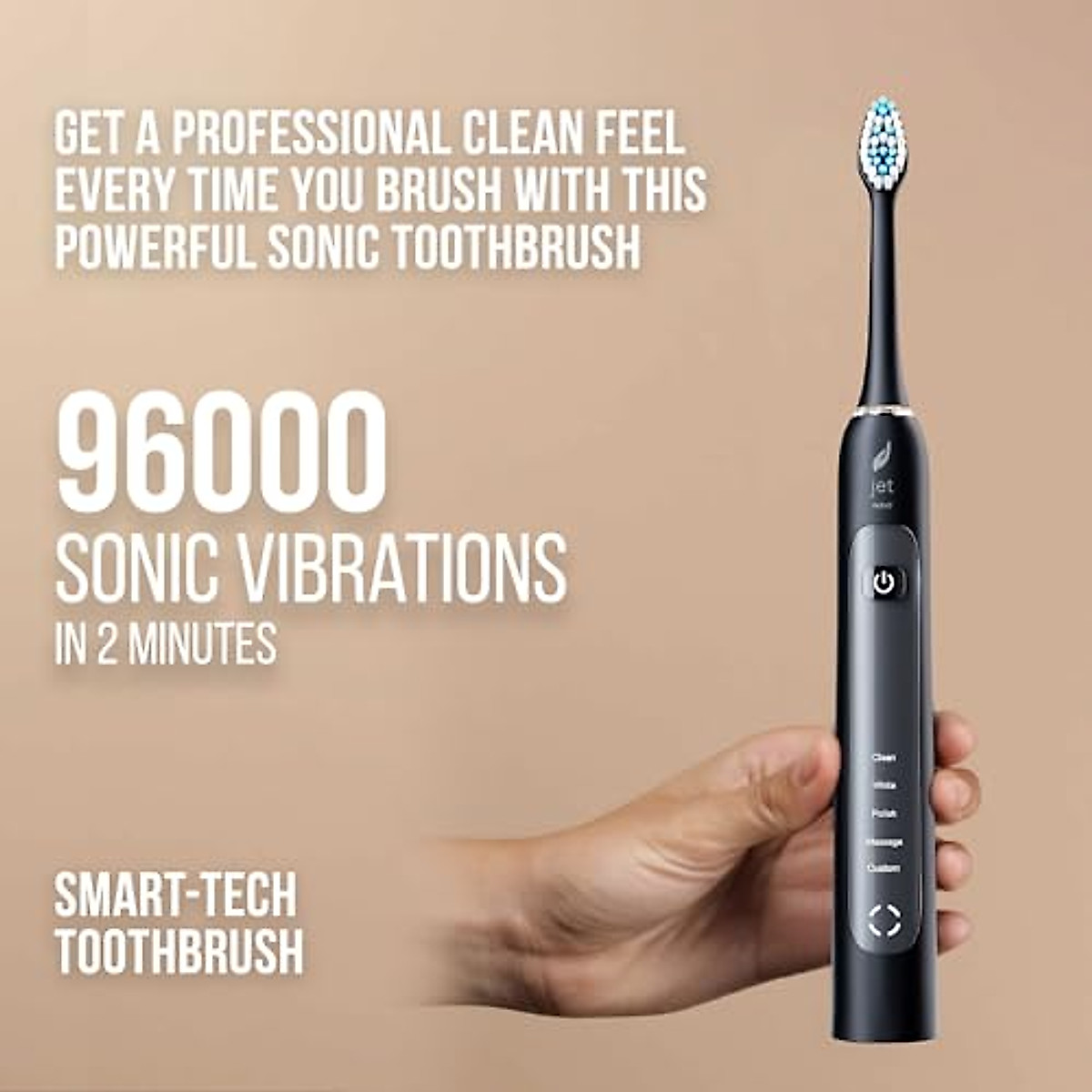 Acteh Sonic Electric Toothbrush Dual Set 5 Modes Smart Timer Long Lasting Battery 2-Toothbrush Set